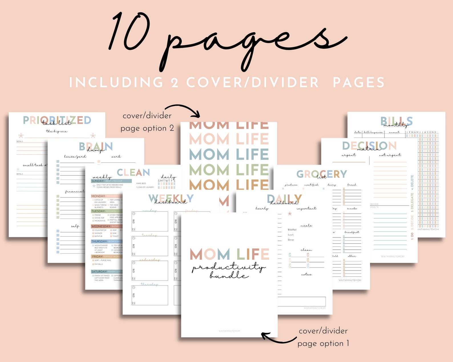 Household Binder Printables, Busy Mom Printables, Mom Life Binder Pages ...