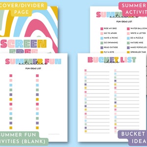 Screen Free Summer for Kids Printables Pack, Screen Time Chore Chart ...