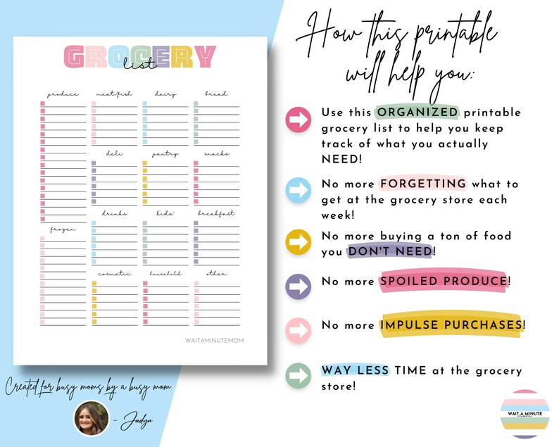 Simple Grocery Shopping Checklist With Sections, Organized Grocery ...