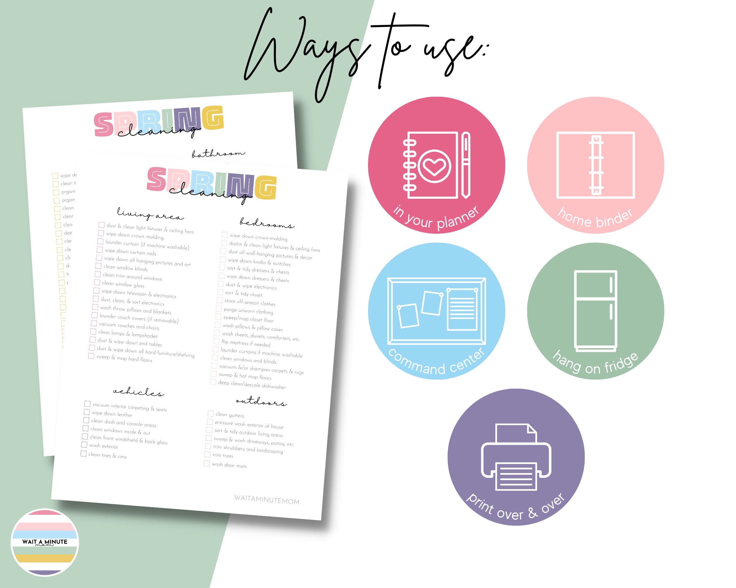 Room By Room Spring Cleaning Checklist Printable Whole House Etsy
