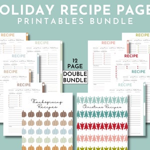Holiday Recipes Printables Bundle, Christmas Recipe Sheets ...