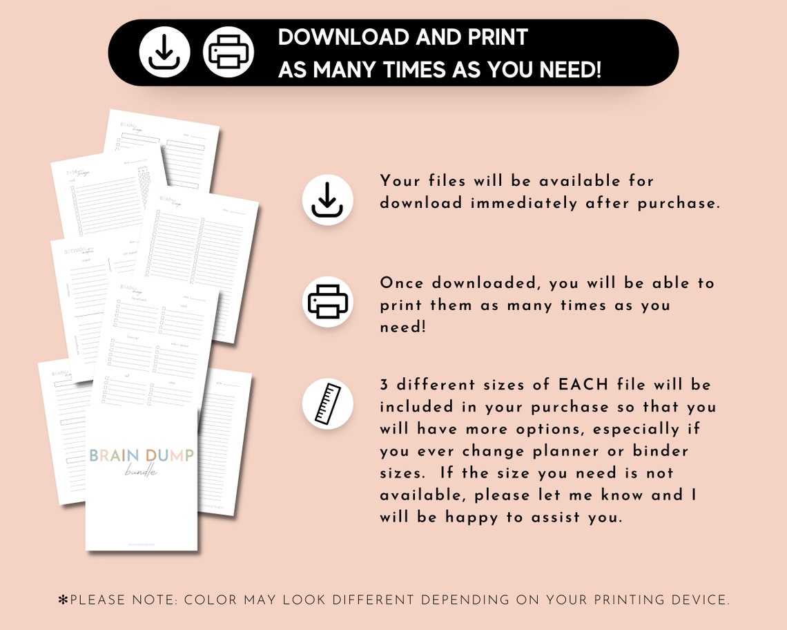 Brain Dump Worksheets for Busy and Overwhelmed Moms Thought - Etsy