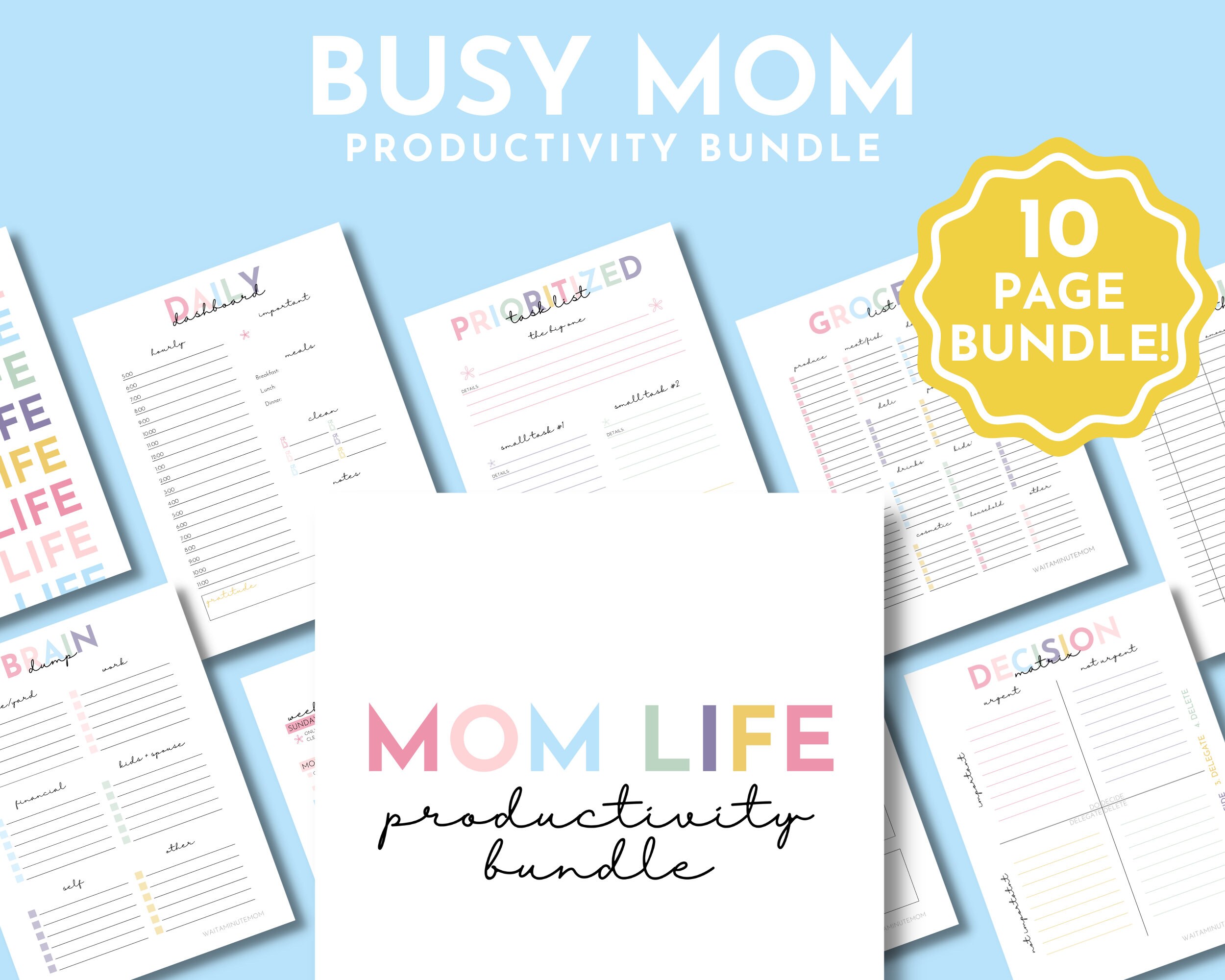 Simple Mom Life Productivity Printables Bundle, Busy Mom Life Binder ...