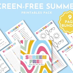 Screen Free Summer for Kids Printables Pack, Screen Time Chore Chart ...