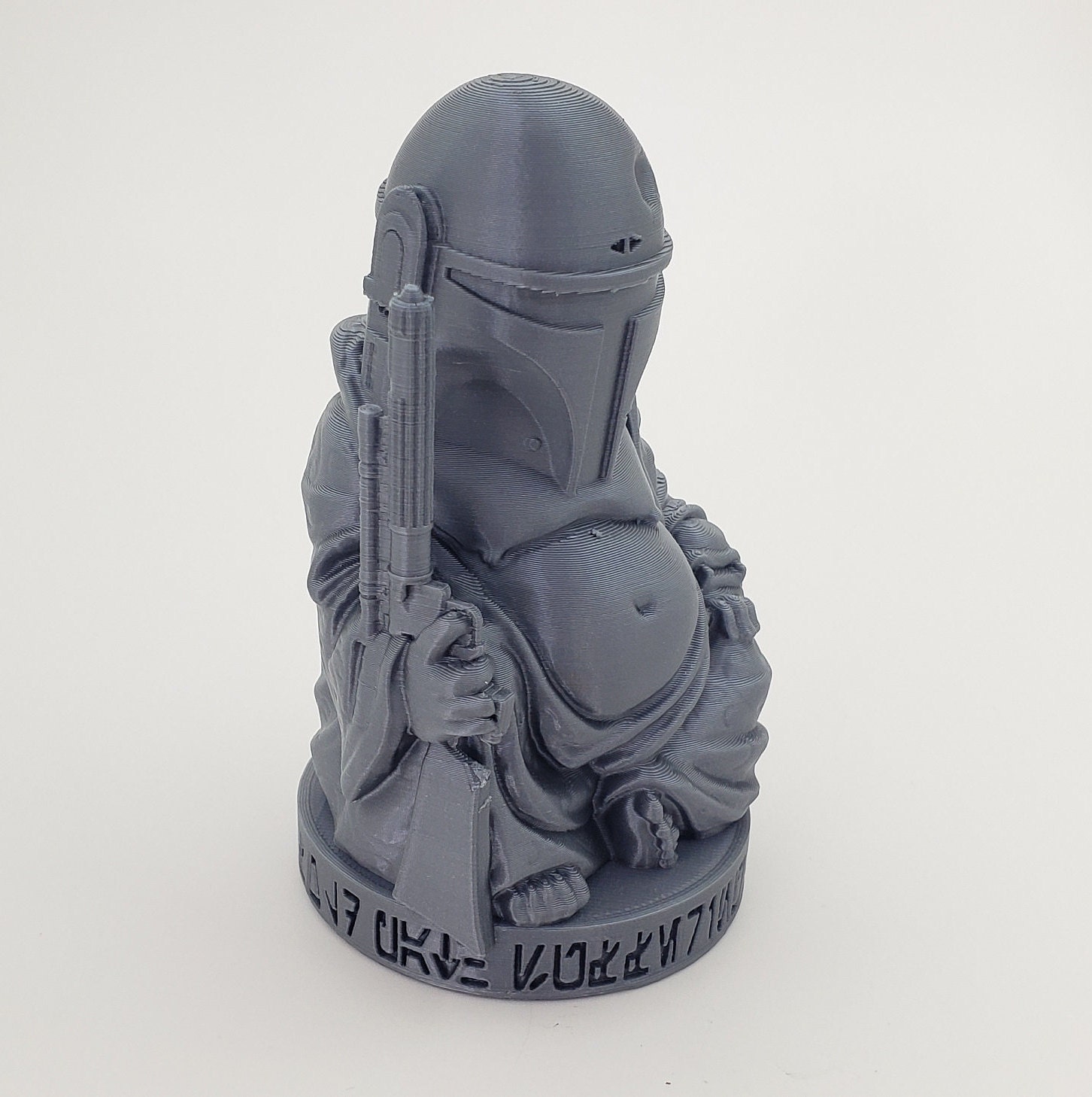 3D Printed 4.5" Boba Fett Buddha Statue Bust Silver PLA Plastic - Etsy