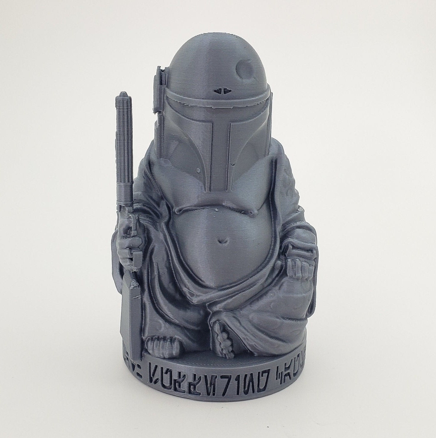 3D Printed 4.5" Boba Fett Buddha Statue Bust Silver PLA Plastic - Etsy