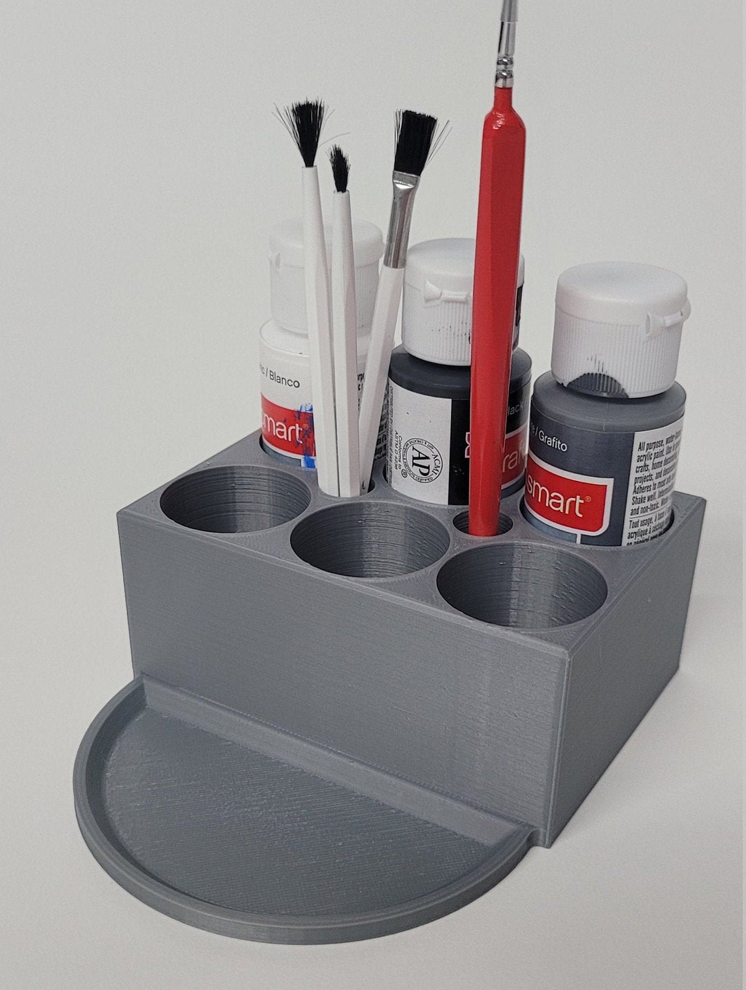 Paint Bottle Holder With Brush Holders & Paint Tray 3D Printed Paint ...