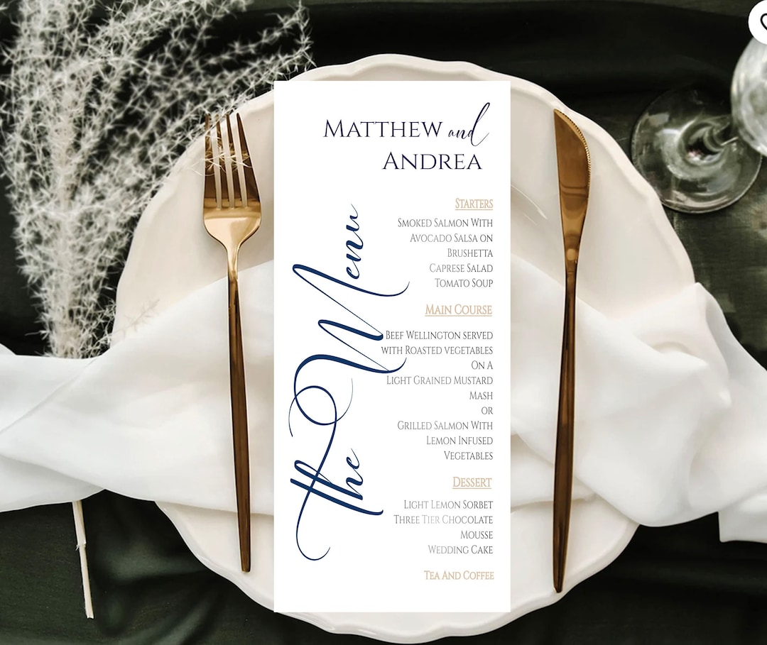 Elegant Wedding Menu Setting Template, Instant Editable File, Husband ...
