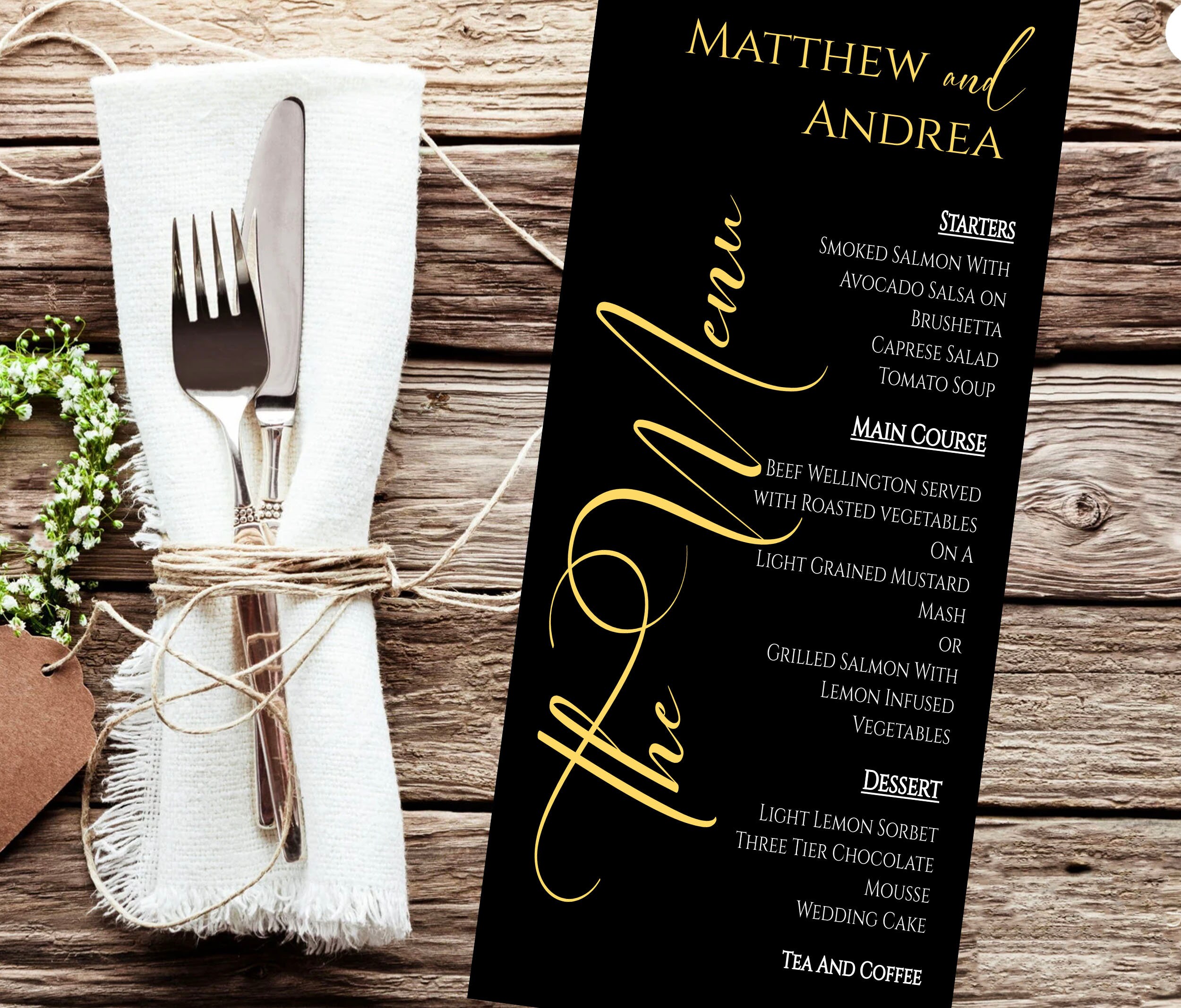 Elegant Wedding Menu Setting Template Instant Editable File - Etsy