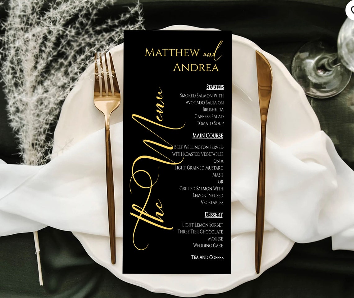 Elegant Wedding Menu Setting Template, Instant Editable File, Husband ...
