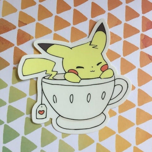 Teacup Pikachu Vinyl Sticker | Etsy