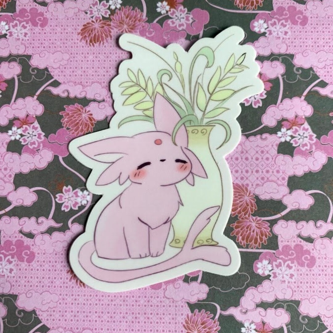 Espeon Flower Pot Vinyl Sticker - Etsy