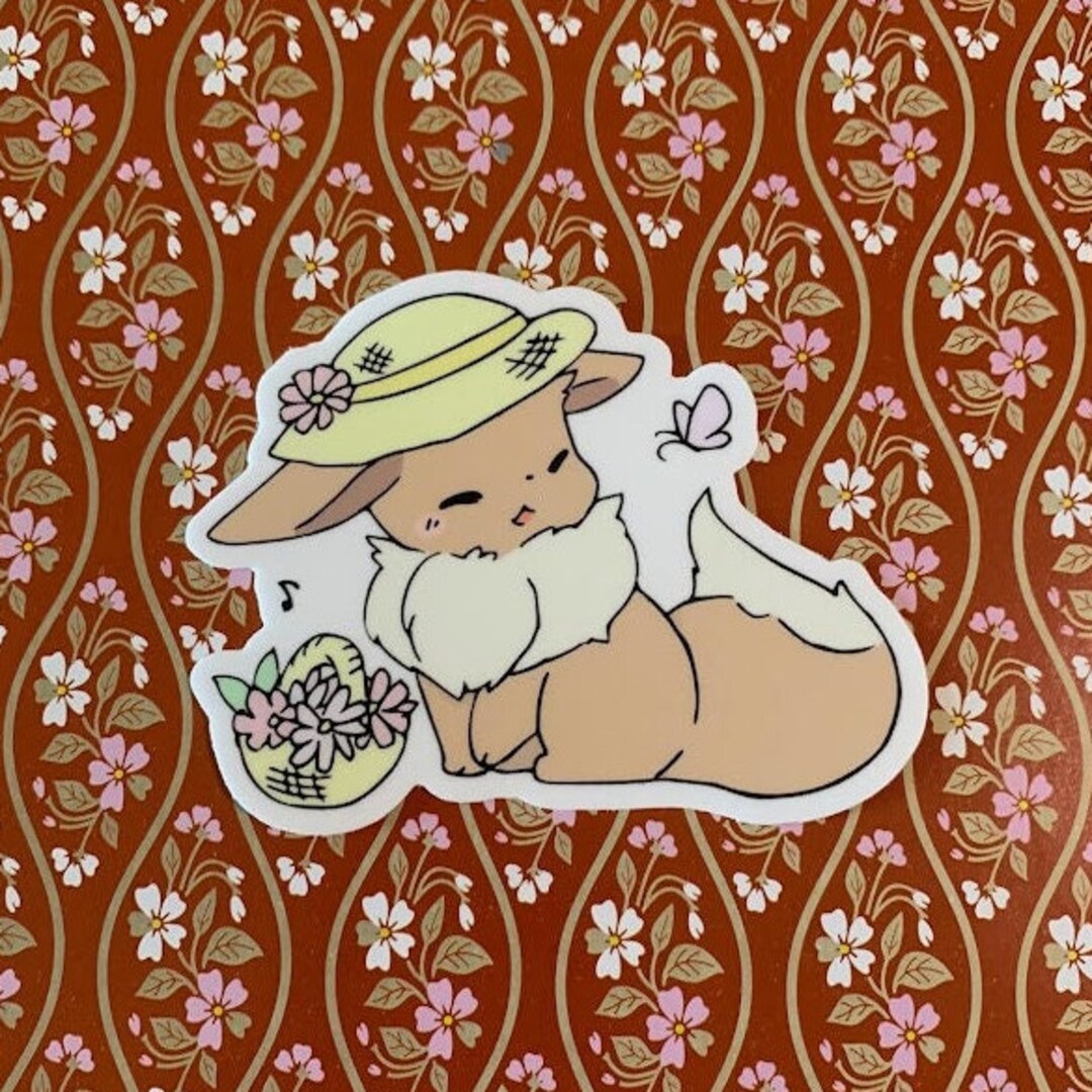 Eevee Flower Basket Vinyl Sticker - Etsy