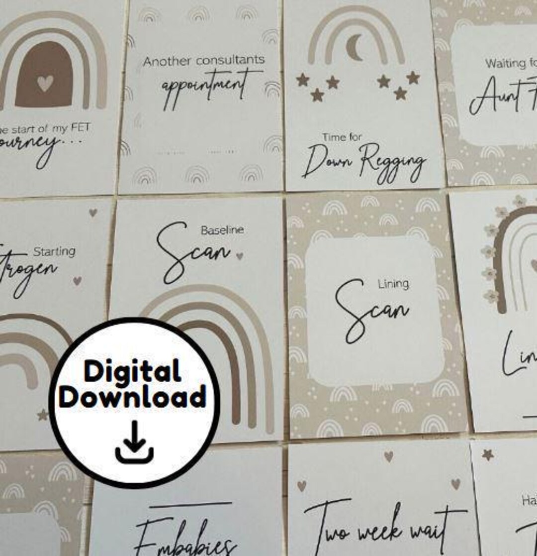 IVF Printable PDF Frozen Embryo Transfer - Neutral Rainbow Milestone ...