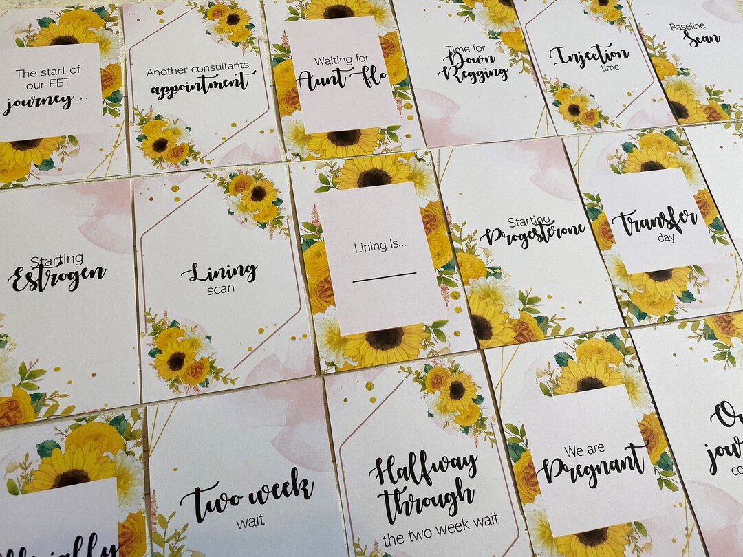 Sunflower Frozen Embryo Transfer, FET Milestone Cards, IVF Milestone ...