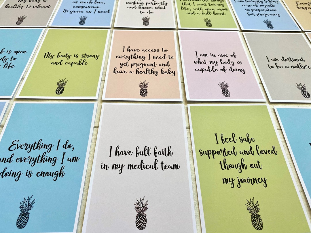 Pineapple Fertility Affirmation Cards Two Week Wait IVF Affirmations - Etsy