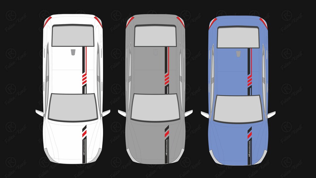 Racing Stripes Set N Performance Bonnet Roof Sticker Styling Hyundai ...