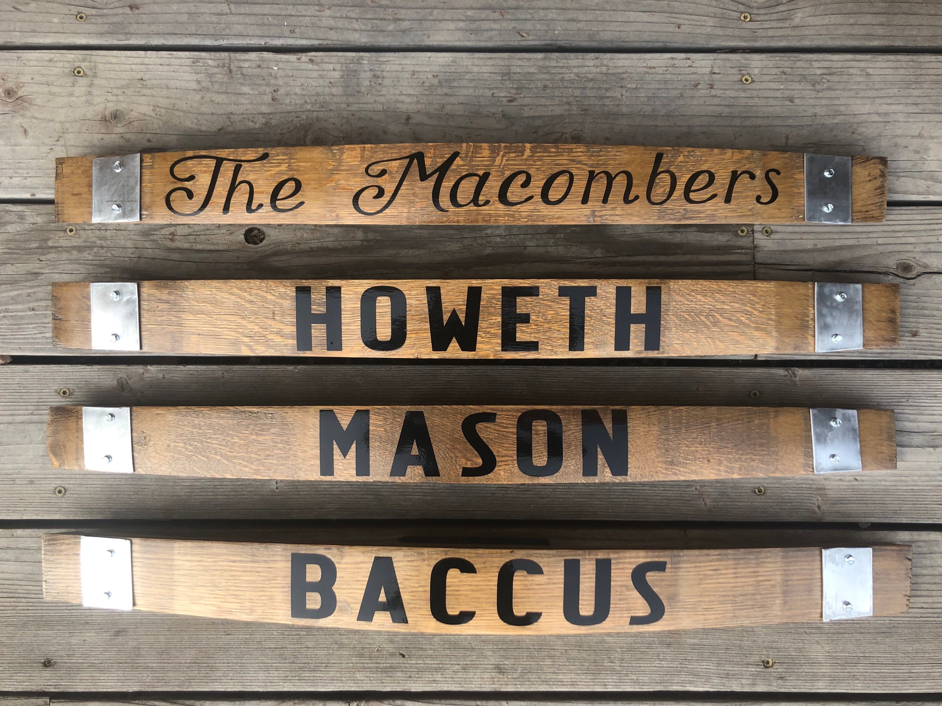 WINE Barrel Stave Sign- 34.5”L / Custom Staves / Personalized Rustic ...