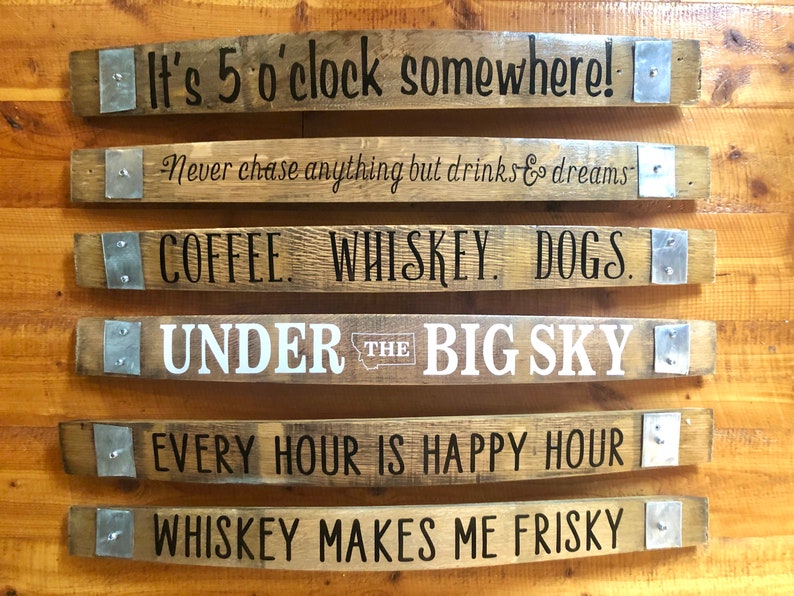 WINE Barrel Stave Sign- 34.5”L / Custom Staves / Personalized Rustic ...