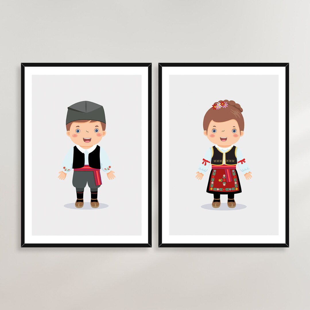 Serbian Kids in Folk Costume Poster - Balkan Wall Decor - Etsy