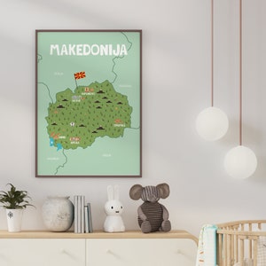 Macedonia Kids Map - Balkan Kids Poster - Etsy
