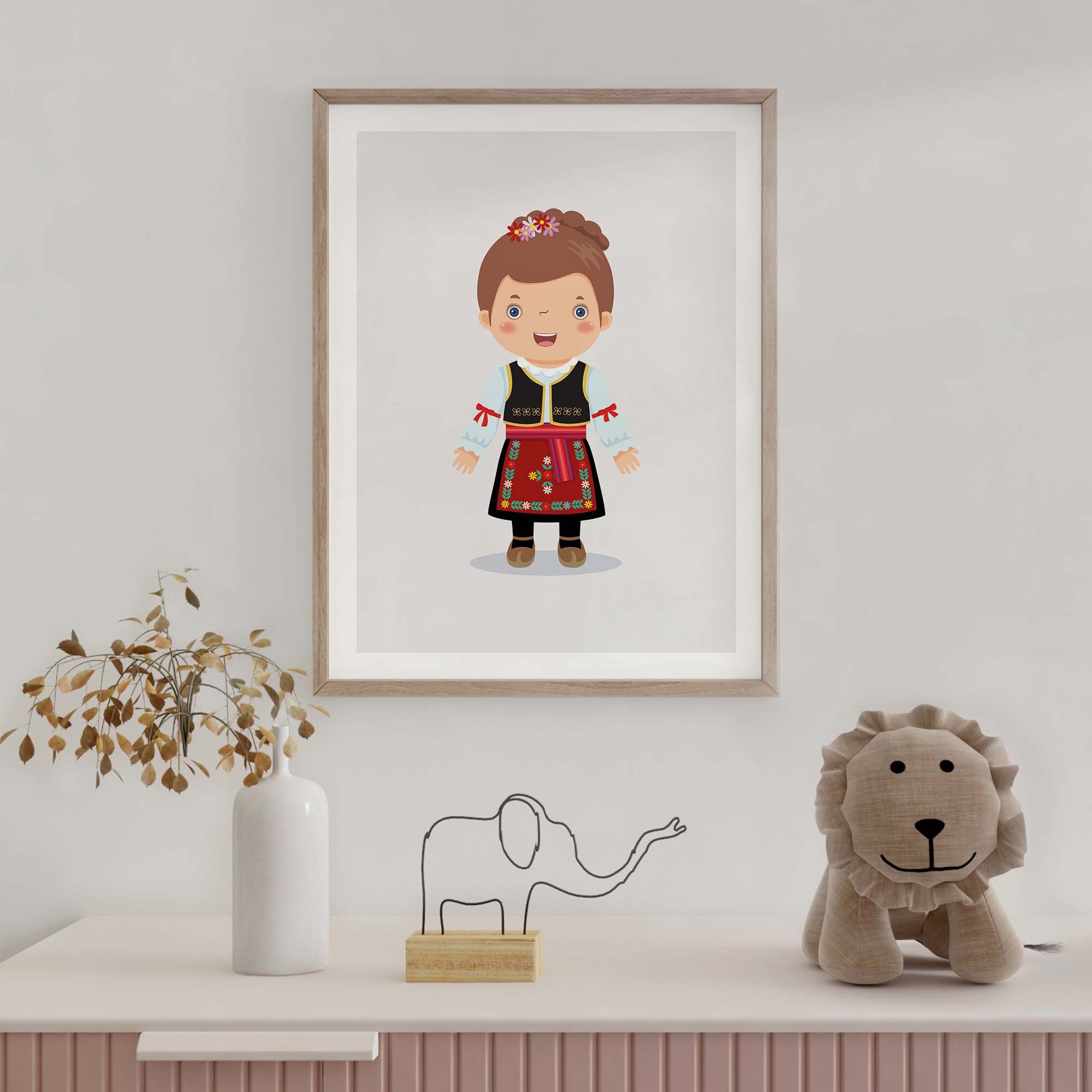 Balkan wall decor Serbian Kids in folk costume Poster Digital Prints ...