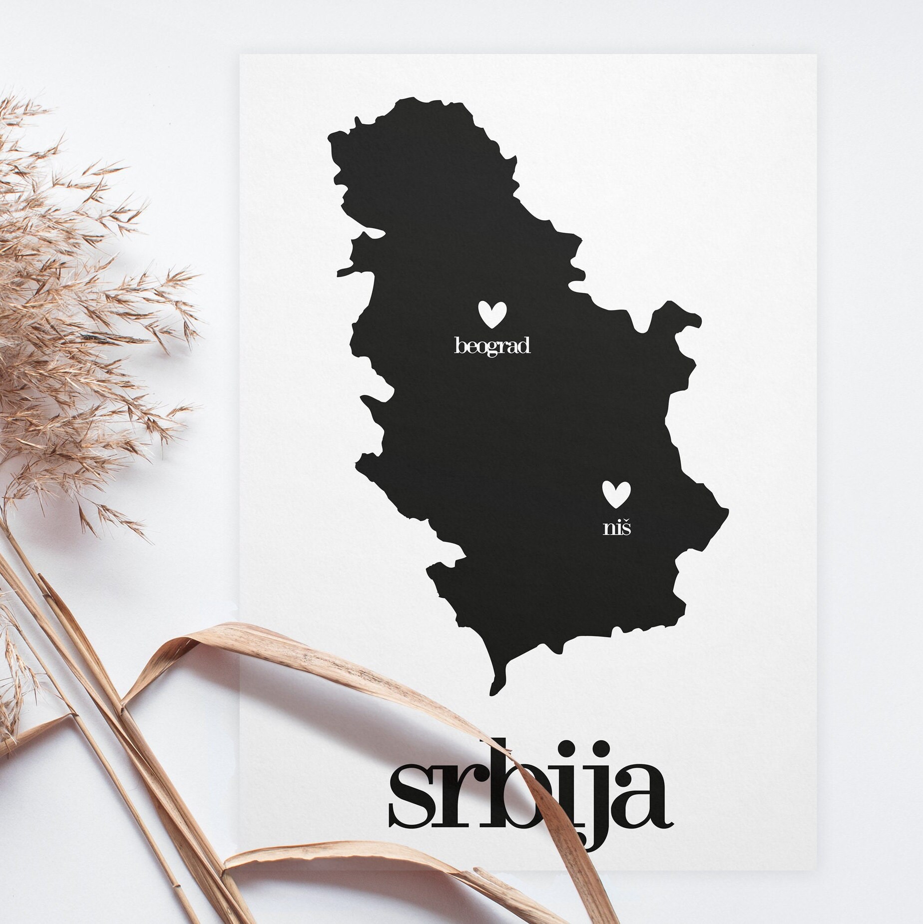 Serbia Map With Cities Customizable Poster - Etsy