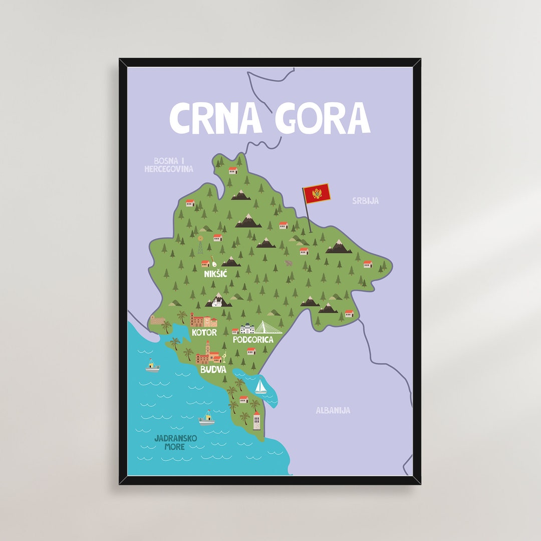 Montenegro Kids Map - Balkan Kids Poster - Etsy