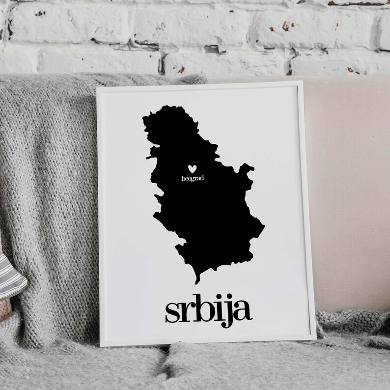 Serbia Map With Cities Customizable Poster - Etsy