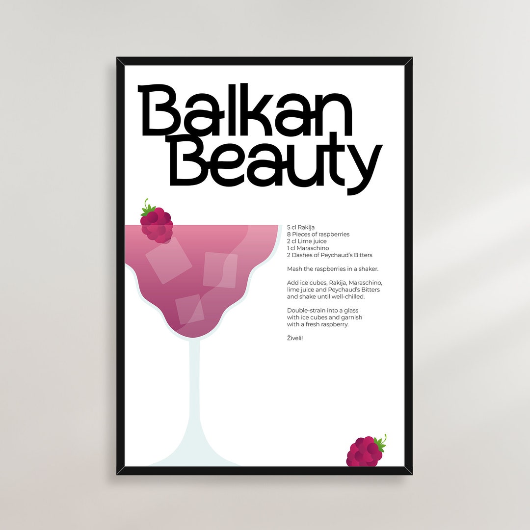 Balkan Beauty Rakija Cocktail Recipe Poster - Serbia Bosnia Croatia - Etsy