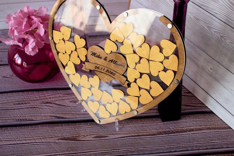 Wooden Wedding Drop Box Guest Book Alternative Heart Frame - Etsy