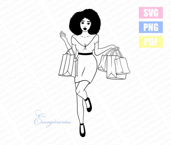 Vector Graphics Shopping Girl SVG PNG PDF Digital File | Etsy