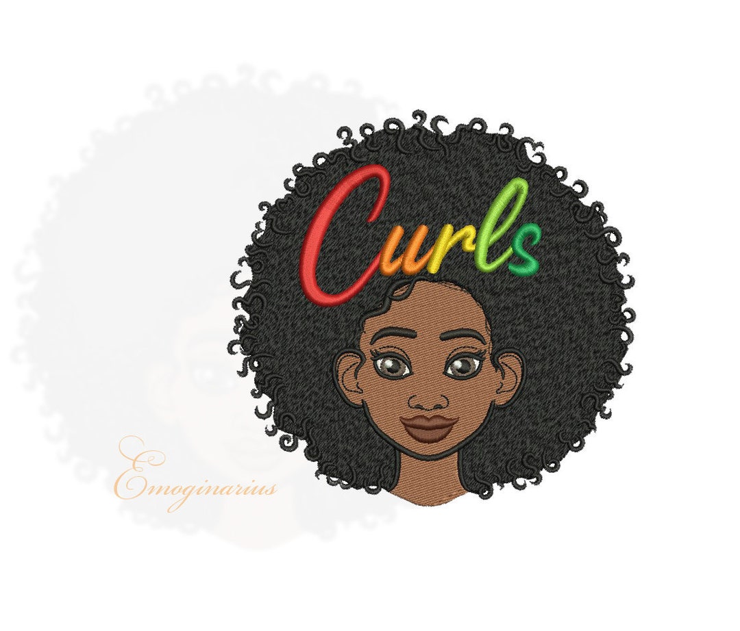Machine Embroidery Design, Cute Girl, Curls, Natural Hair, Woman, 4, 5 ...