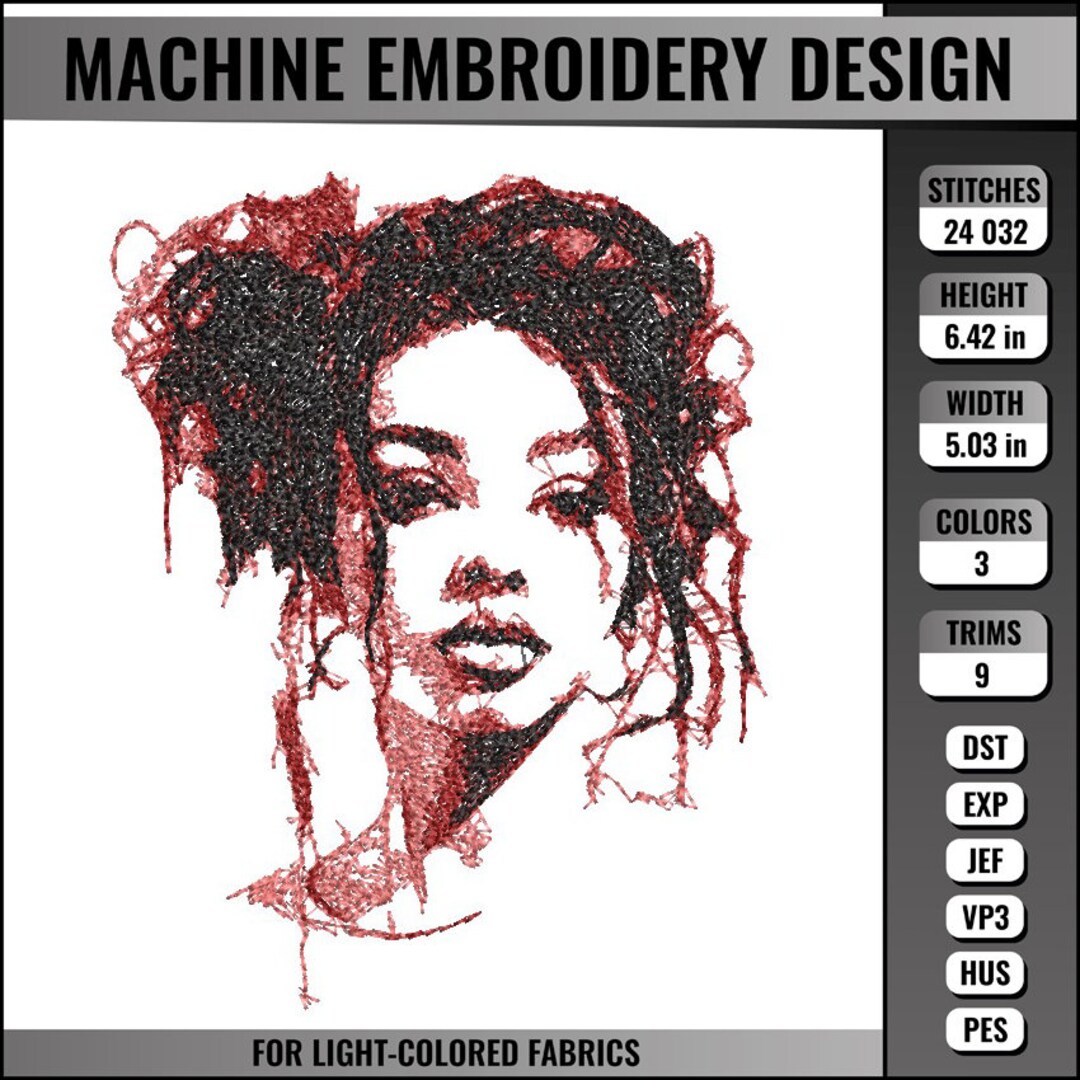 Machine Embroidery Design, Photostitch, Cute Girl Portrait, Natural ...