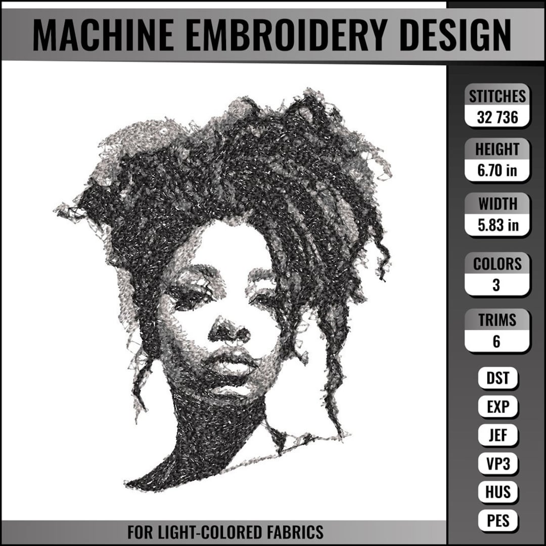 Machine Embroidery Design, Photostitch, Cute Girl Portrait, Natural ...