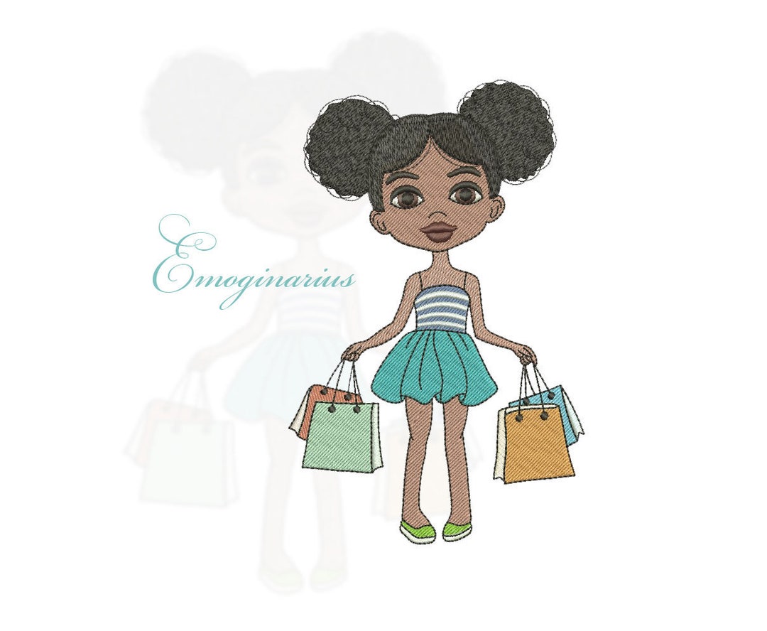 Machine Embroidery Design, Shopping Girl - 5, 6, 7 Inch - Etsy