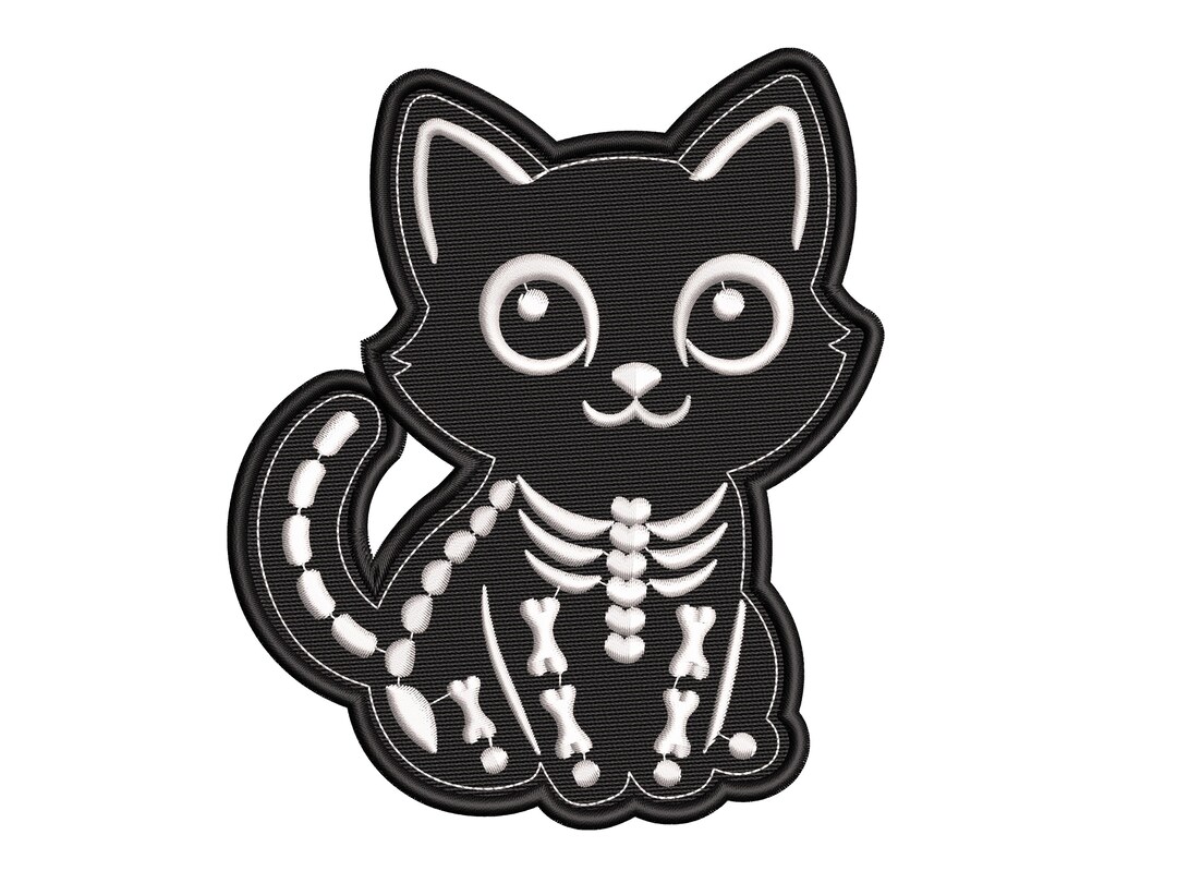 Digital, Machine Embroidery Design, Cute Skeleton Cat, Funny, Animal ...