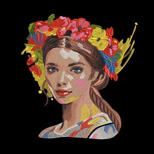 Machine Embroidery Design, Cute Girl, Woman Dressed in National Dress ...