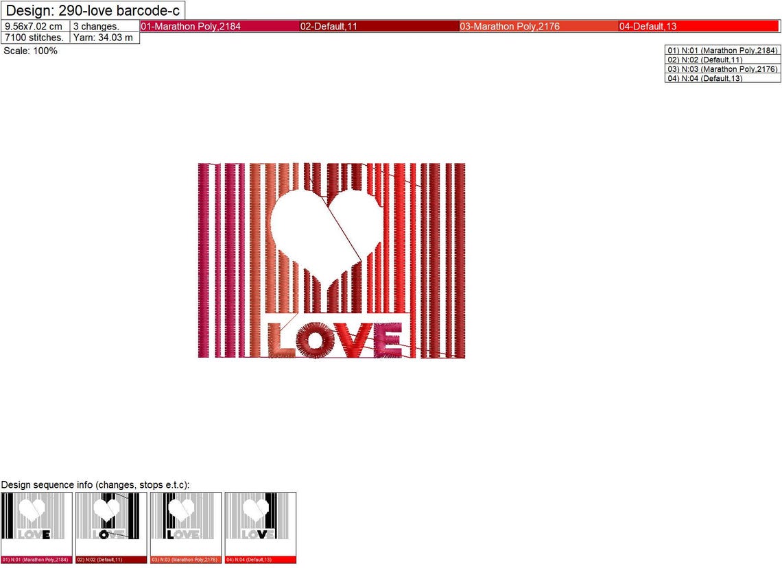 Machine Embroidery Design, Love, Heart, Romantic, Funny Barcode ...