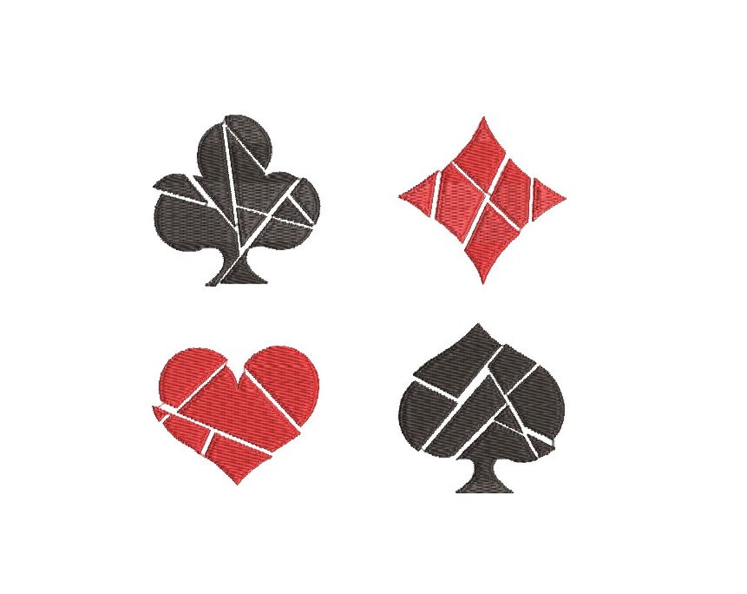Machine Embroidery Design, Playing Cards Suits, Decks Designs, Set 4 ...