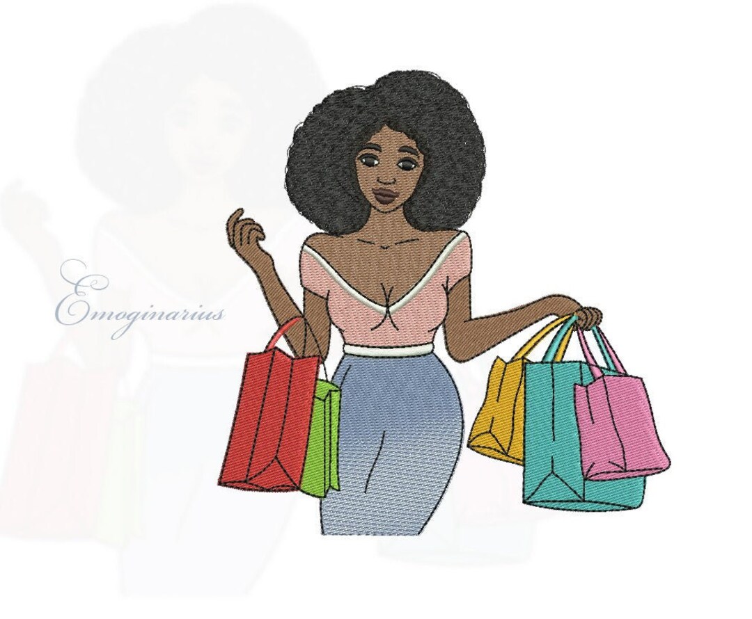 Machine Embroidery Design, Shopping Girl - 4, 5, 6, 7 Inch - Etsy