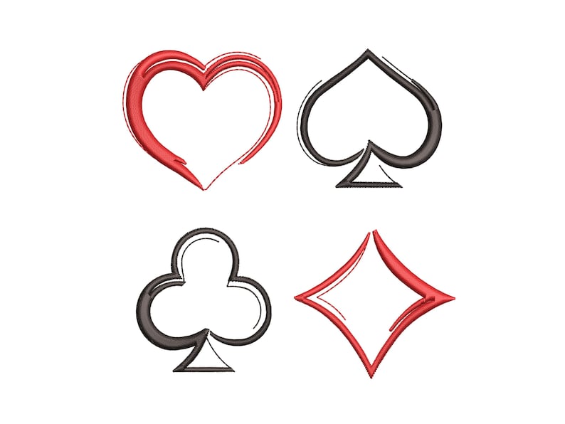 Machine Embroidery Design, Playing Cards Suits, Decks Designs, Set 4 ...