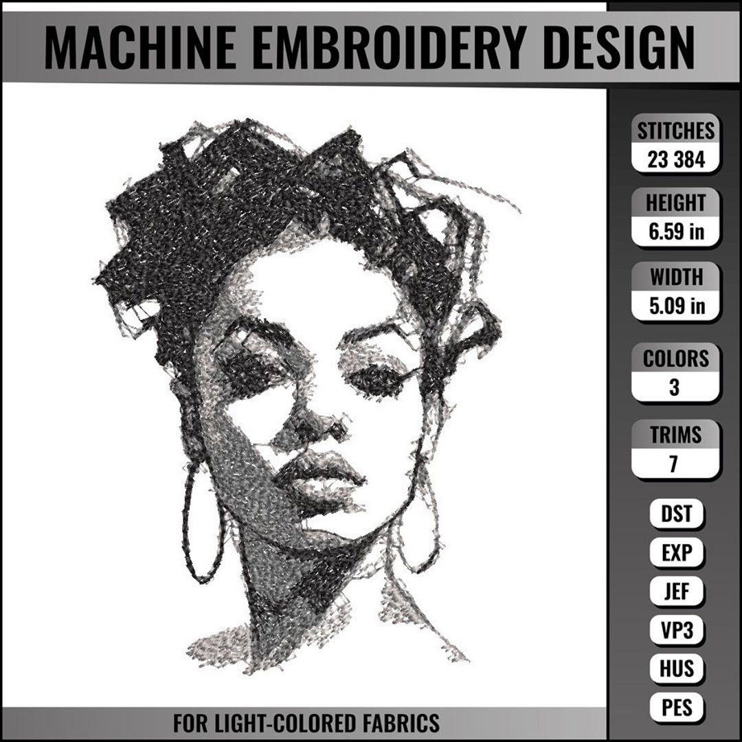 Machine Embroidery Design, Photostitch, Cute Girl Portrait, Natural ...