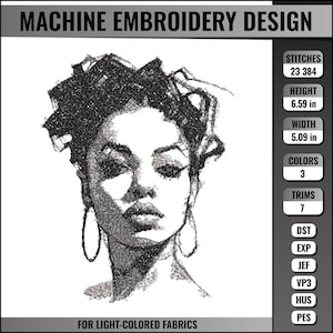 Machine Embroidery Design, Photostitch, Cute Girl Portrait, Natural ...