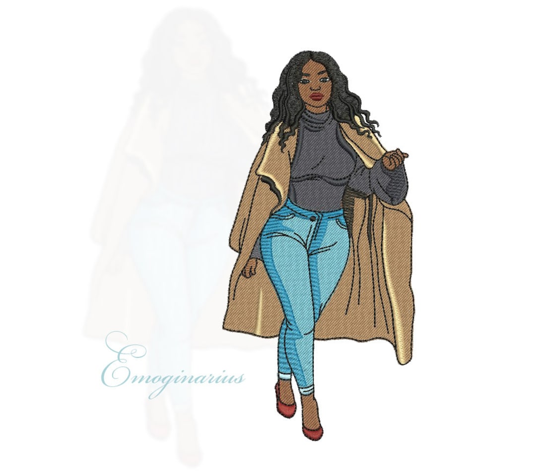 Machine Embroidery Design, Girl in a Coat - 5, 6, 7, 8 Inch - Etsy