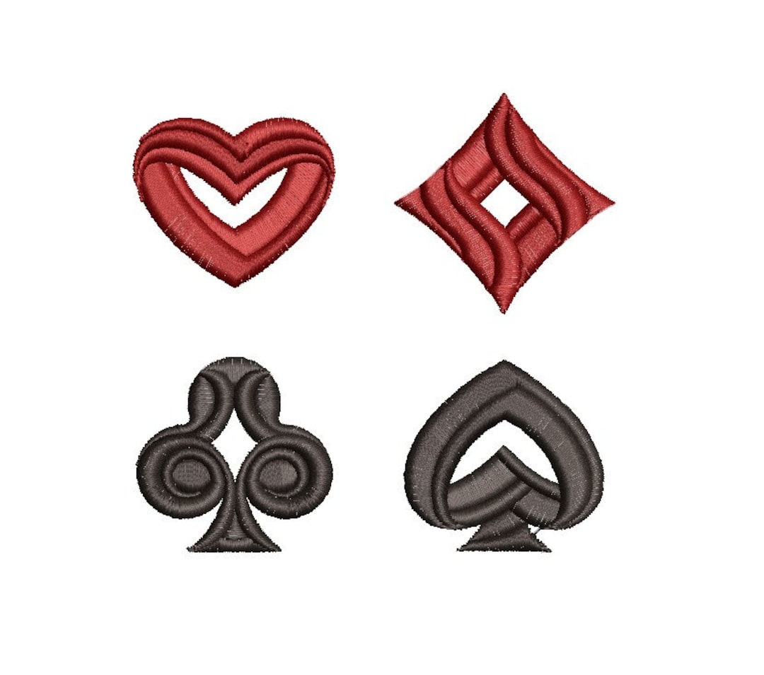 Machine Embroidery Design, Playing Cards Suits, Decks Designs, Set 4 ...
