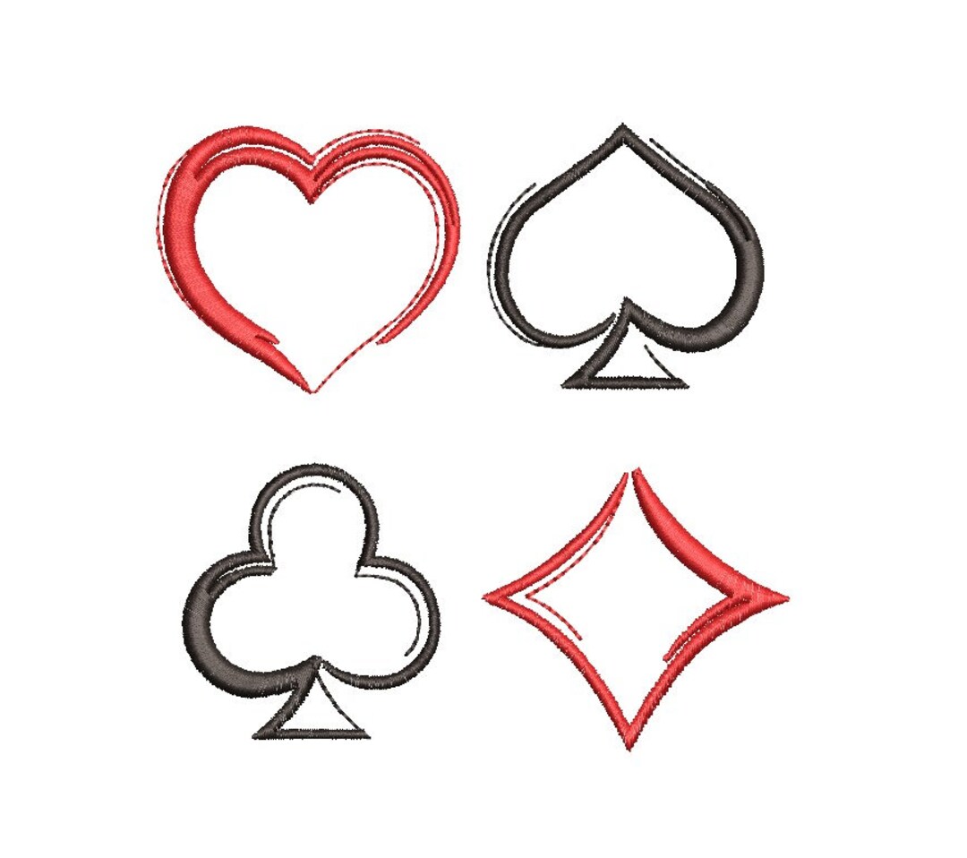 Machine Embroidery Design, Playing Cards Suits, Decks Designs, Set 4 ...