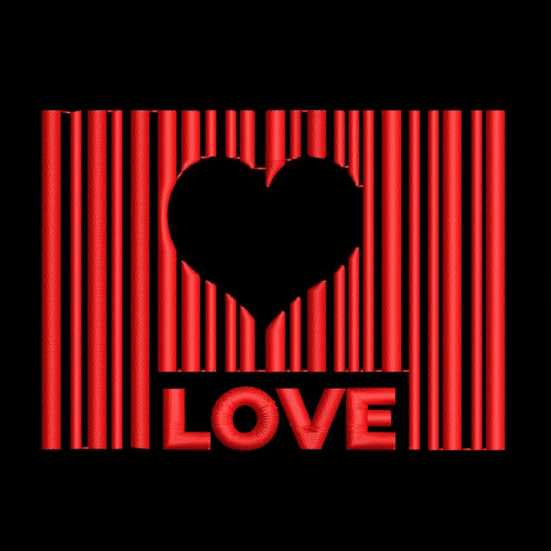 Machine Embroidery Design, Love, Heart, Romantic, Funny Barcode ...