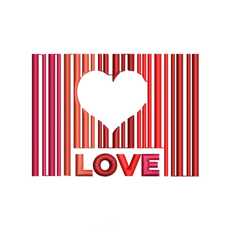 Machine Embroidery Design, Love, Heart, Romantic, Funny Barcode ...