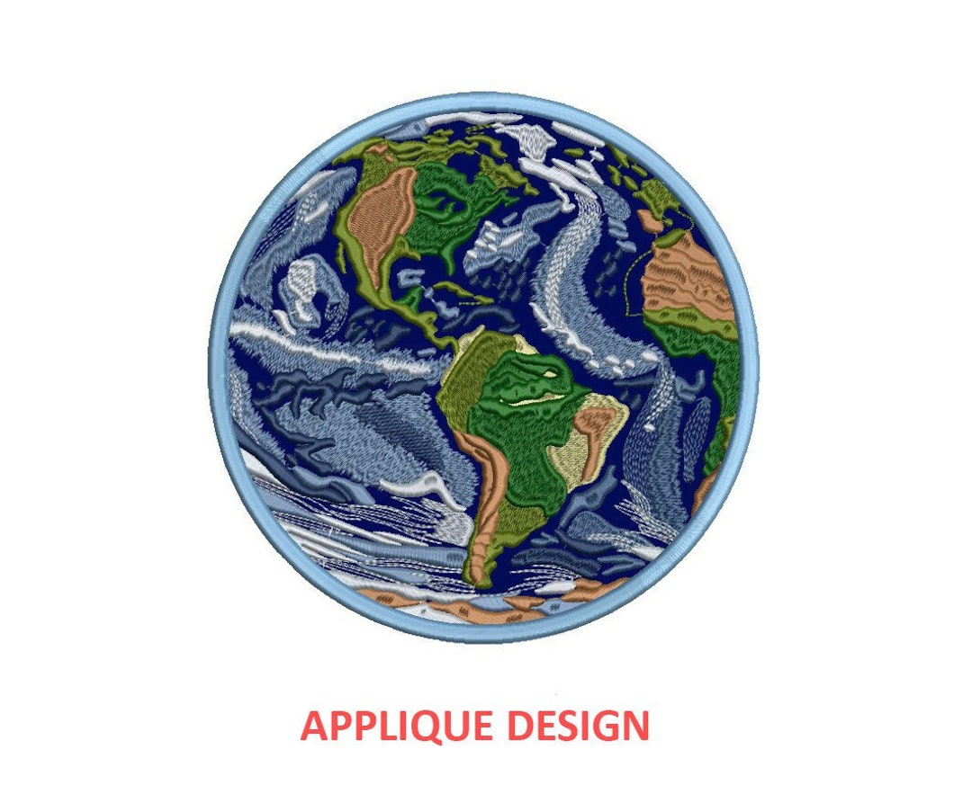 Machine Embroidery Design, Applique, Earth, Planet, Space, World ...